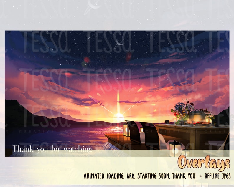Animated Sunset Dinner Twitch Stream Package Kit Include - Etsy