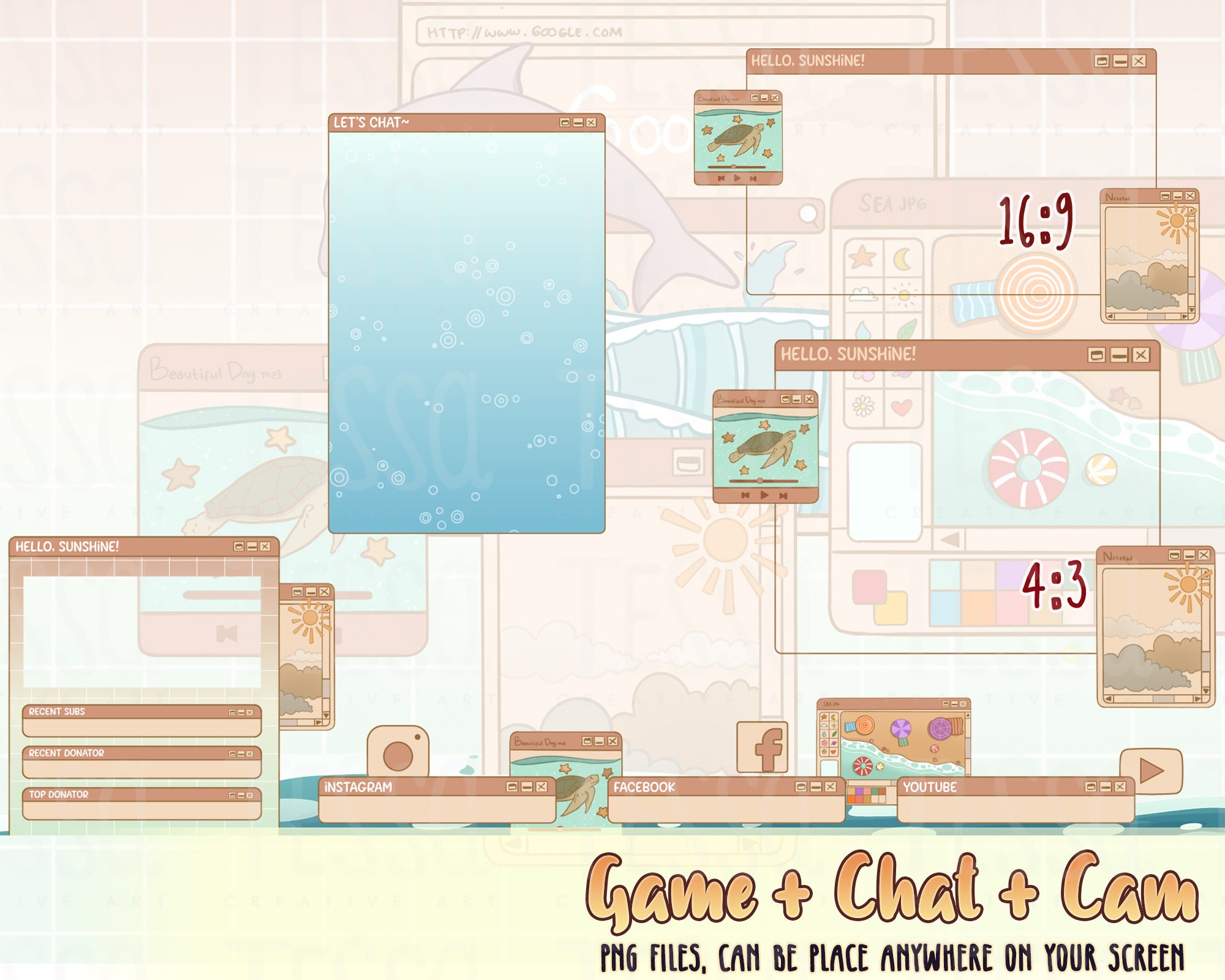 Animated Summer Desktop Twitch Package: Cam Twitch Overlays | Etsy