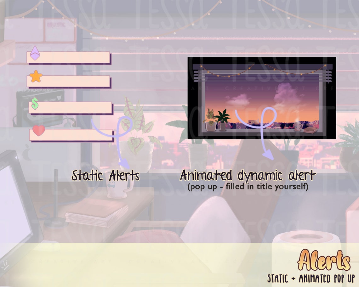 Animated Lo Fi Study Twitch Package: Twitch Cam Overlays - Etsy