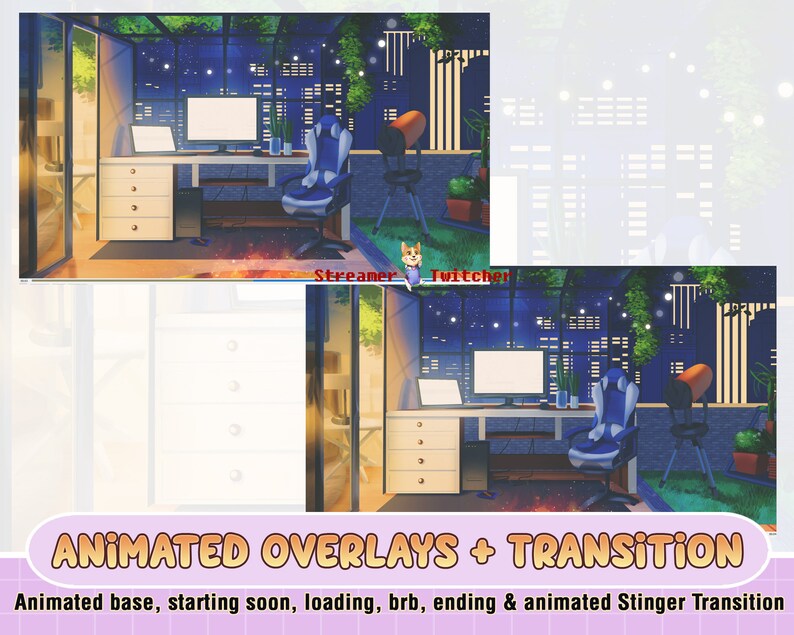 Animated Late Night Stream Cozy Twitch Youtube Stream Overlay - Etsy