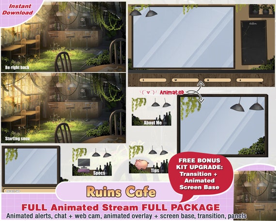 Animated Cute Ruins Café Twitch Package for Streamer to Stream - Etsy