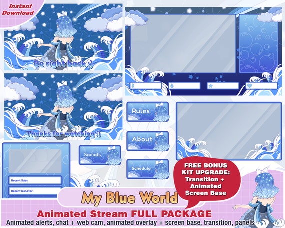 Twitch Instant Download Animated Alert Box Gradient Blue Digital Art ...