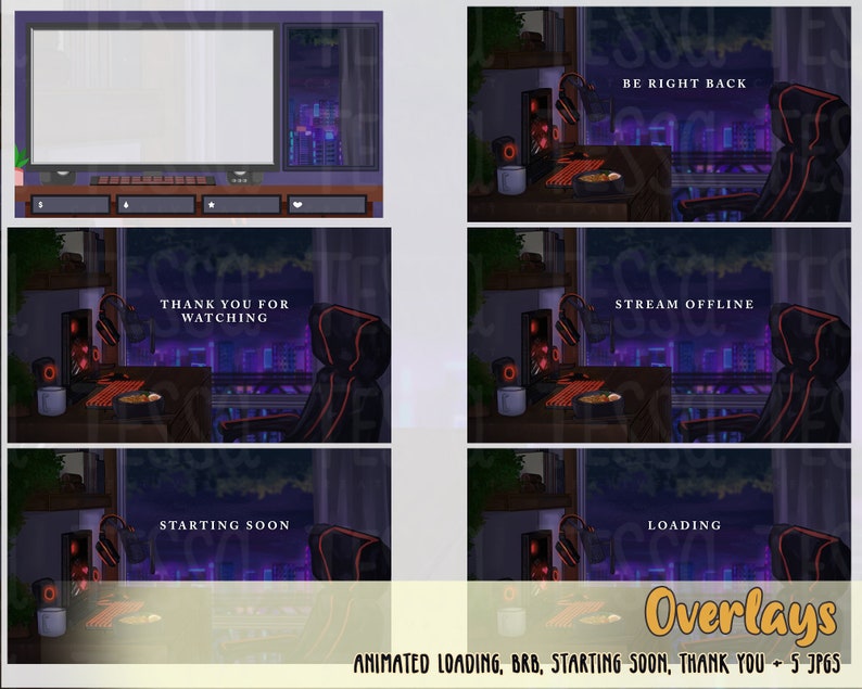 Animated Noodle Night Stream Twitch Package: Cute Twitch - Etsy