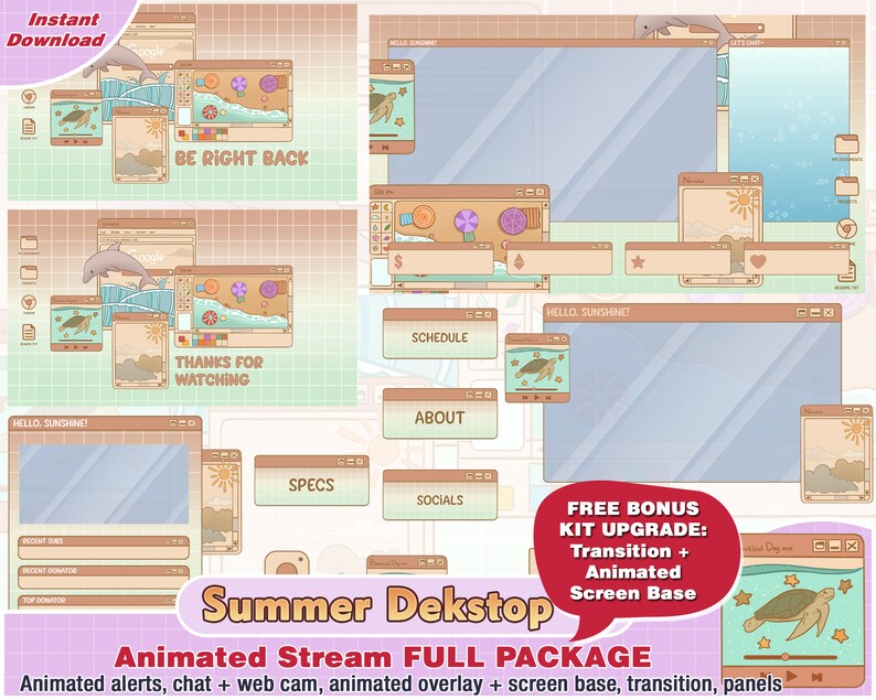 Animated Summer Desktop Twitch Package: Cam Twitch Overlays | Etsy