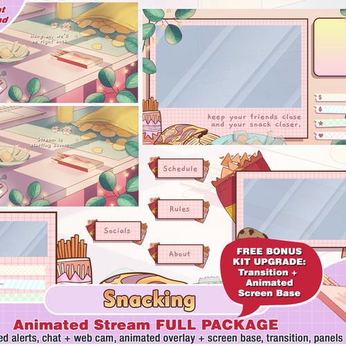 Animated Snack Cookie Twitch Package: Cam Twitch Overlays - Etsy