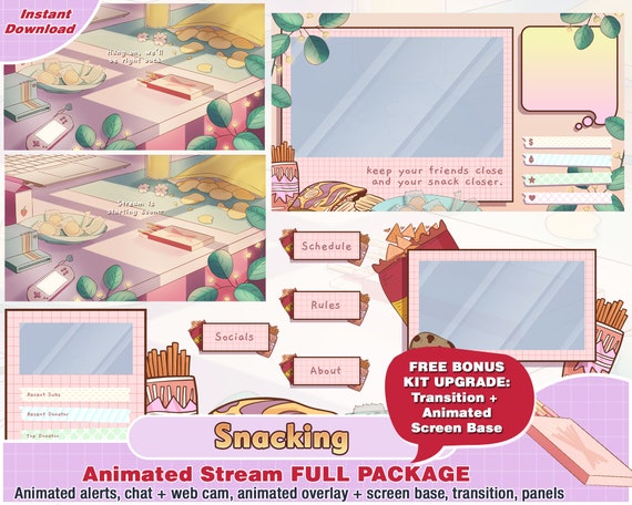 Animated Snack Cookie Twitch Package: Cam Twitch Overlays - Etsy