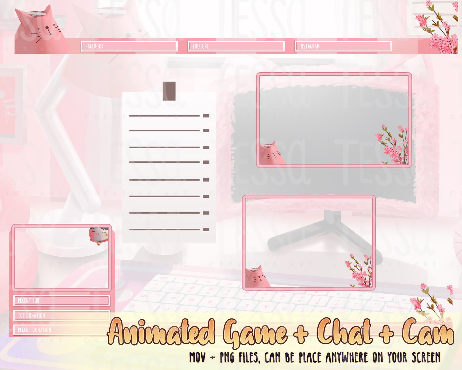 Animated Pink Kitty Cat Setup Twitch Package Cute Twitch - Etsy