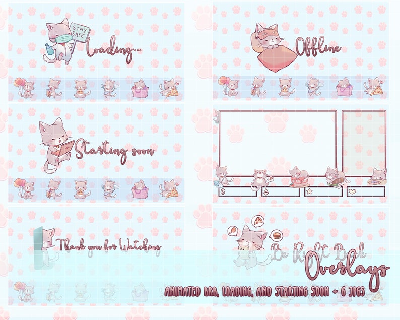 Kitty Cat Twitch Package Kawaii Twitch Overlay Twitch - Etsy