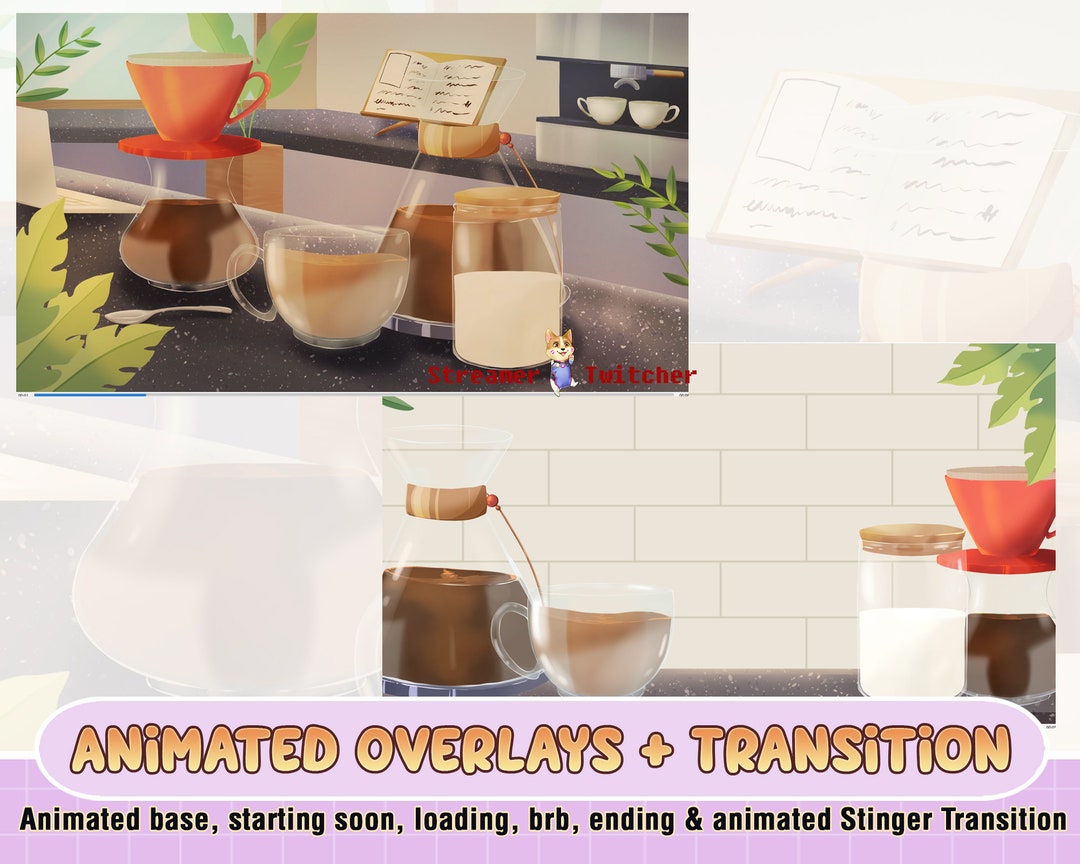 Animated Coffee Brew Cafe Cute Twitch, Youtube Facebook Stream and ...