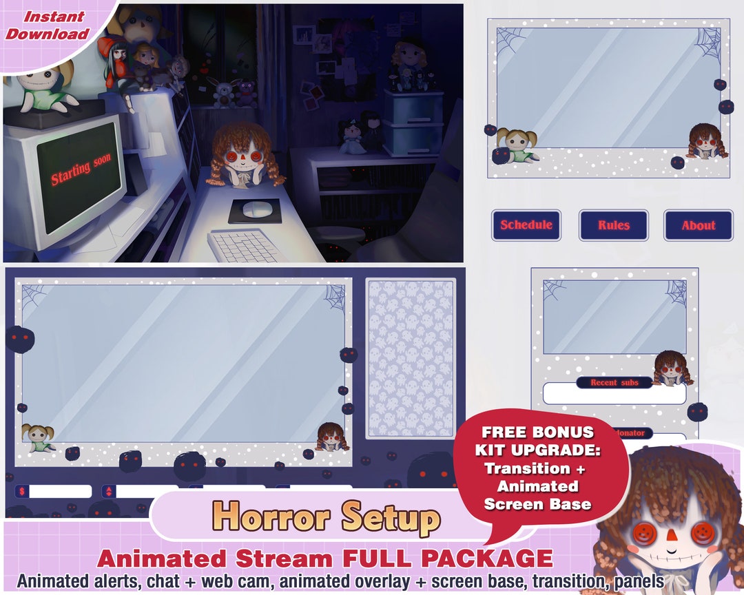 Horror Scary Twitch Stream Animated Package Kit, Twitch Stream Overlays ...