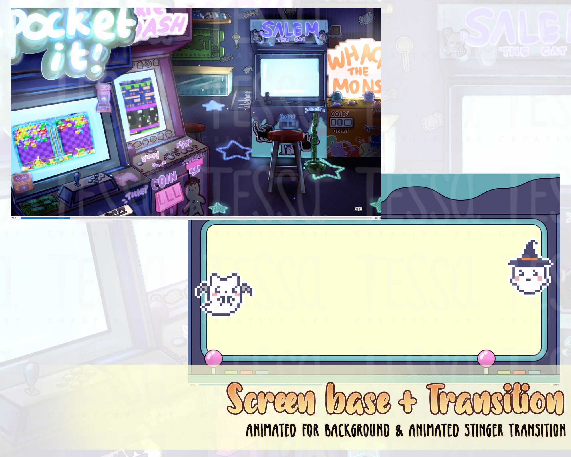Animated Cute Old Arcade Twitch Package for Vtuber Streamer or | Etsy