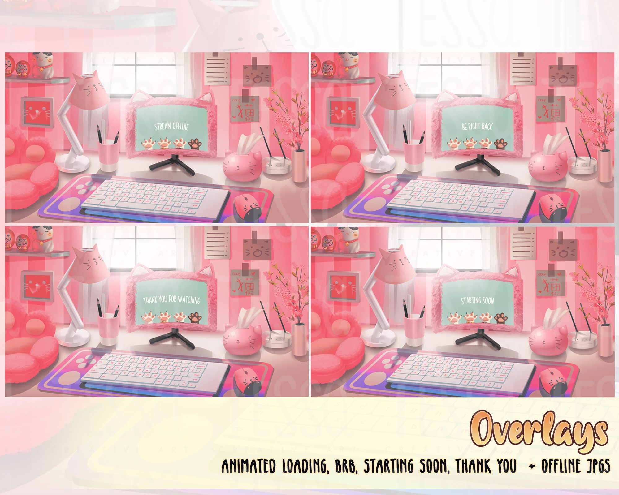 Animated Pink Kitty Cat Setup Twitch Package Cute Twitch - Etsy Canada