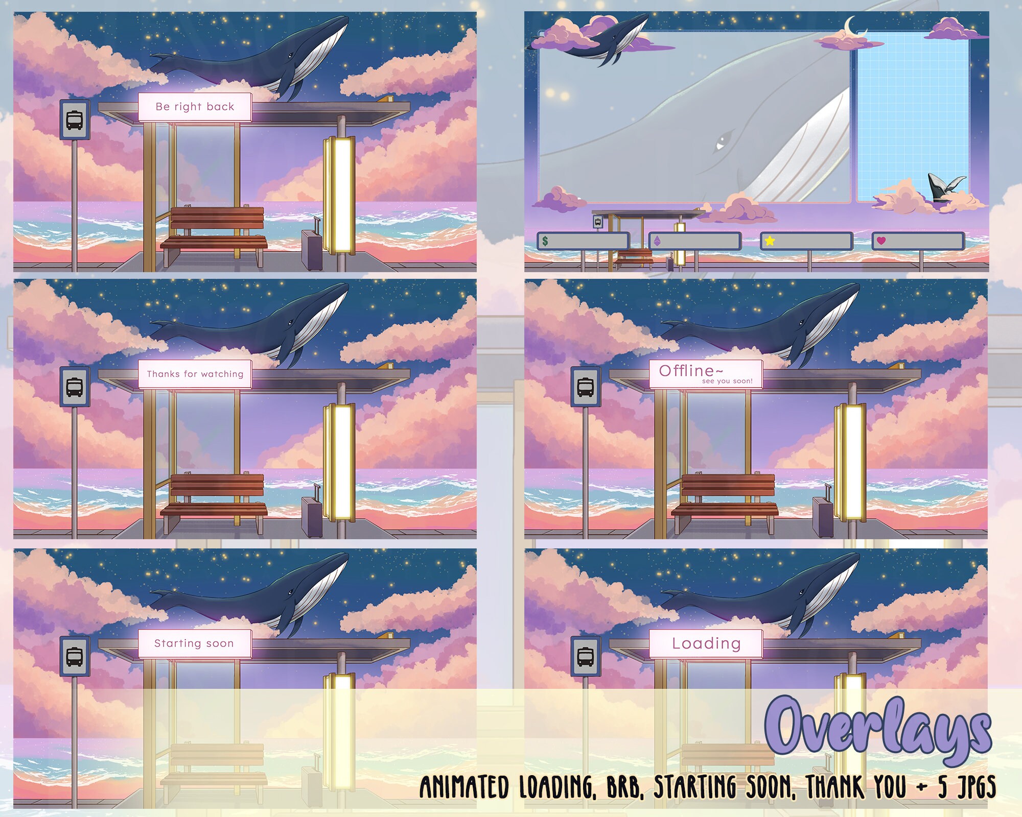 Animated Whale Bus Stop Twitch Package Kawaii Twitch Overlay - Etsy