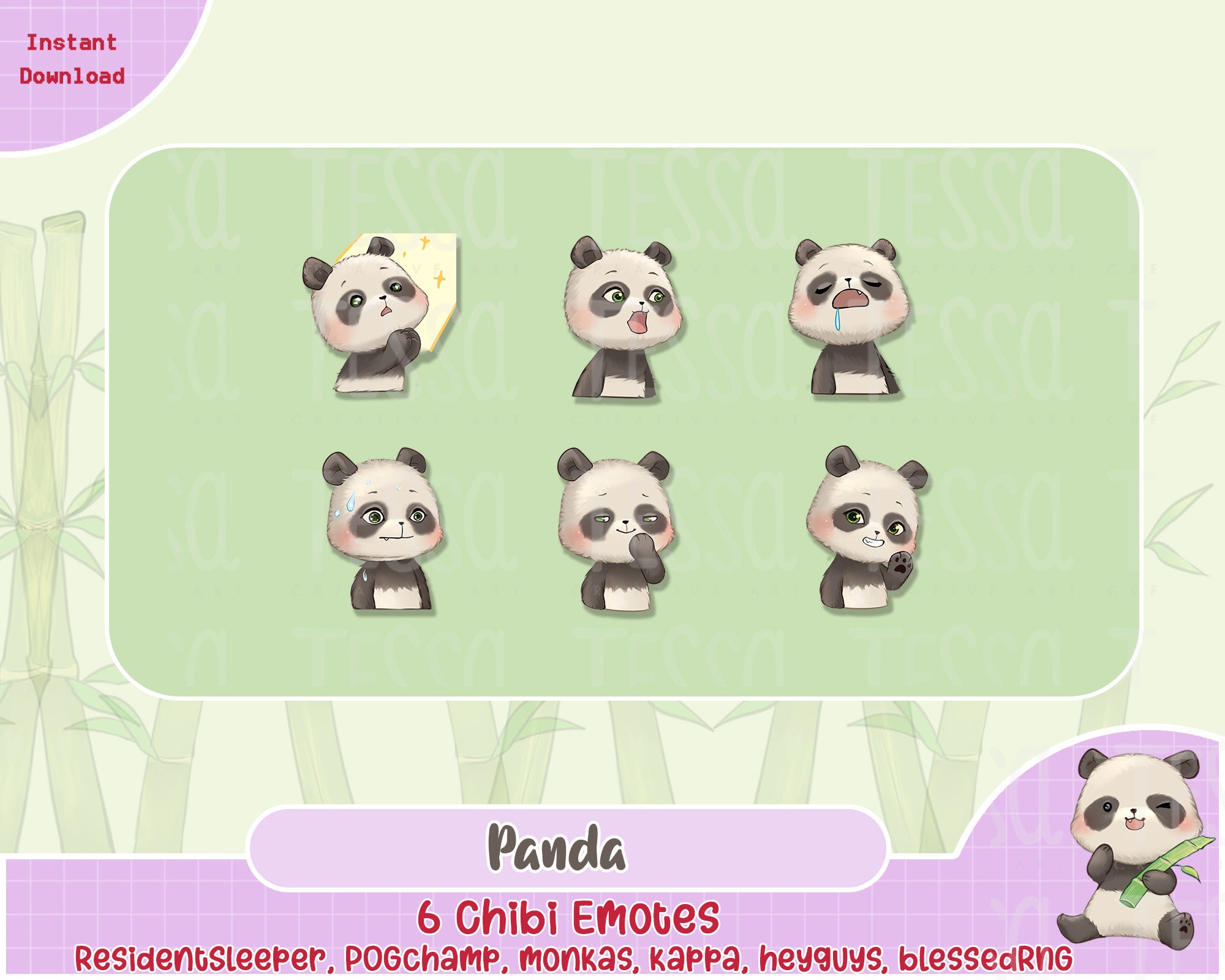 Panda twitch emotes cute twitch emote pogchamp blessed | Etsy
