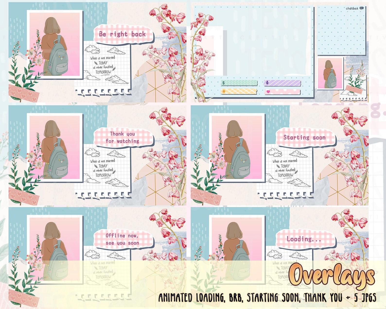Animated Casual Girly Twitch Package: Kawaii Twitch Overlays - Etsy