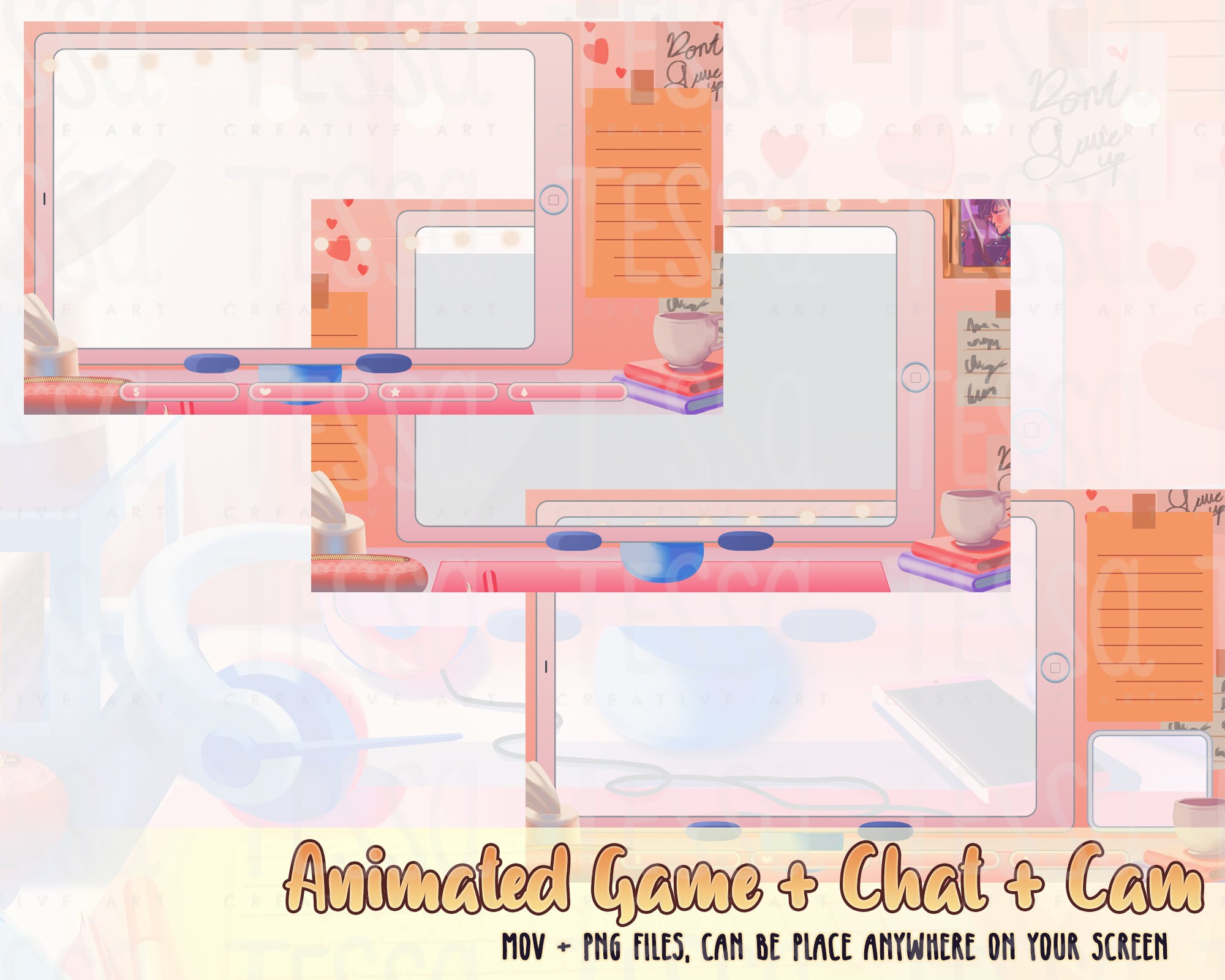 Animated Pink Tablet Live Vtuber Twitch Package Cute Twitch - Etsy Canada