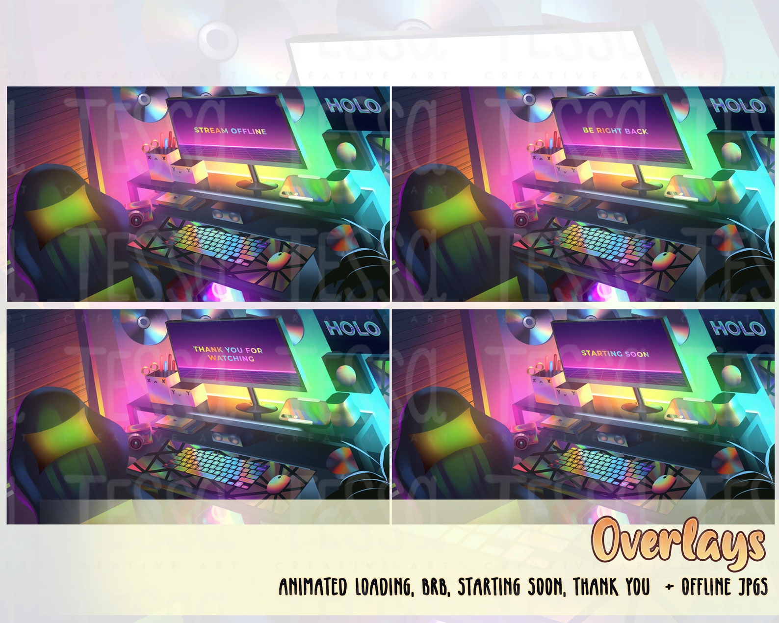 Animated Holo Setup Pc Twitch Package Cute Twitch Overlays - Etsy