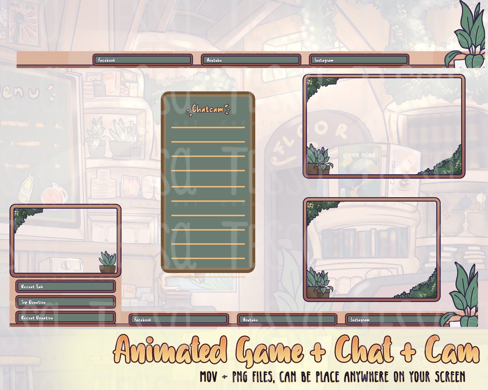 Animated Cozy Coffee Bar Twitch Package Cute Twitch Overlay - Etsy