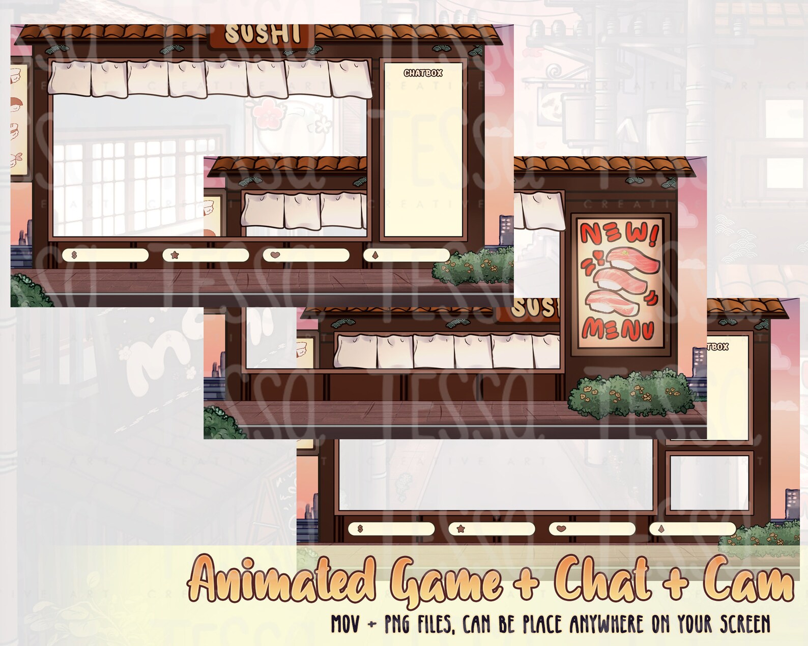 Animated Corner Sushi Shop Japan City Twitch Package Cute - Etsy