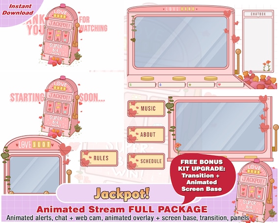 Animated Cute Jackpot Arcade Game Kawaii Full Twitch Package - Etsy