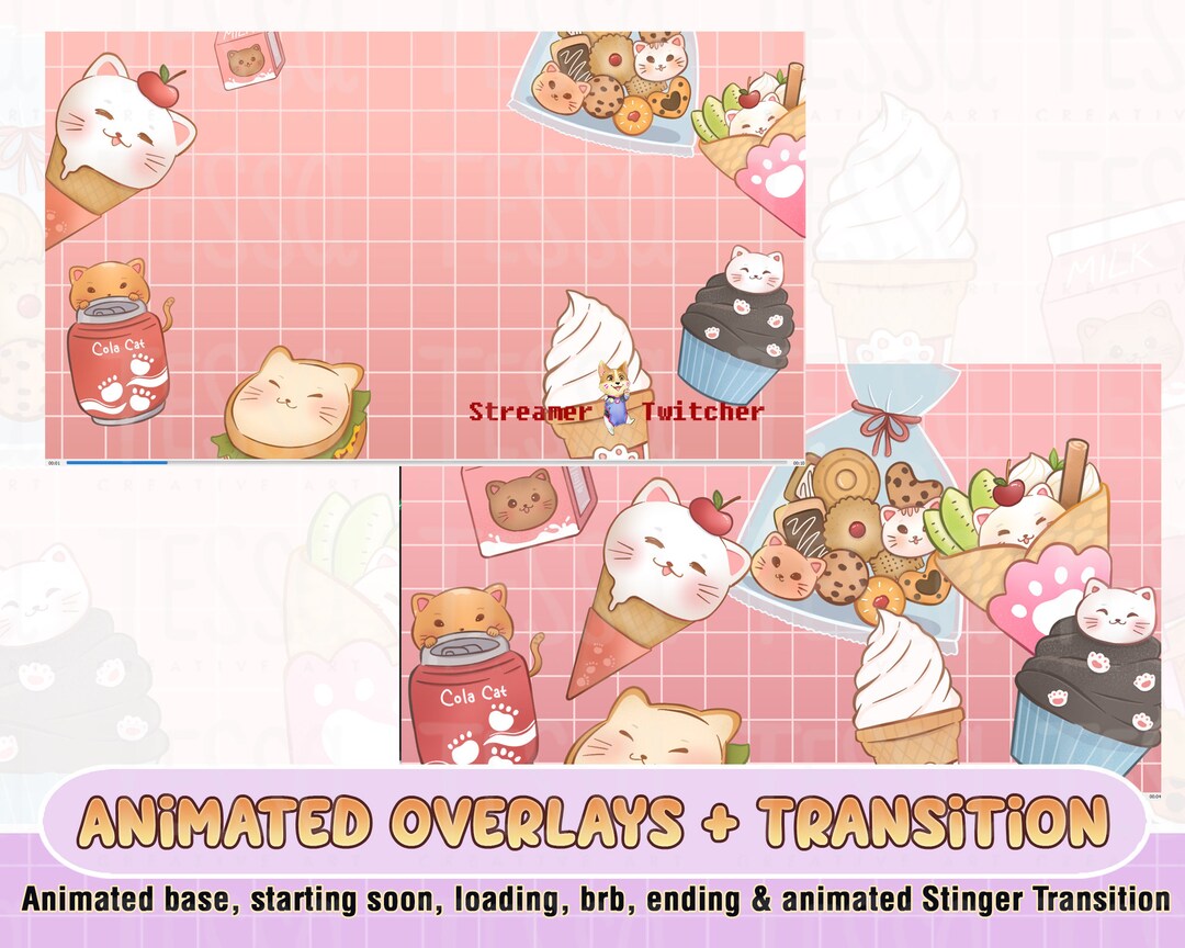 Animated Kitty Cat Stuffs Twitch Overlay, Brb, Ending, Starting Soon ...