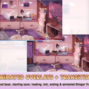 Animated Cozy Pink Bedroom Cute Twitch Stream Overlay, Starting Soon ...