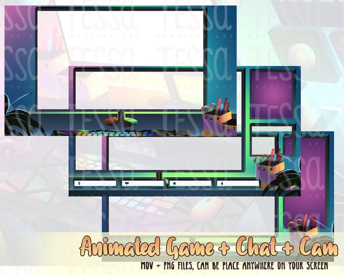 Animated Holo Setup Pc Twitch Package Cute Twitch Overlays - Etsy