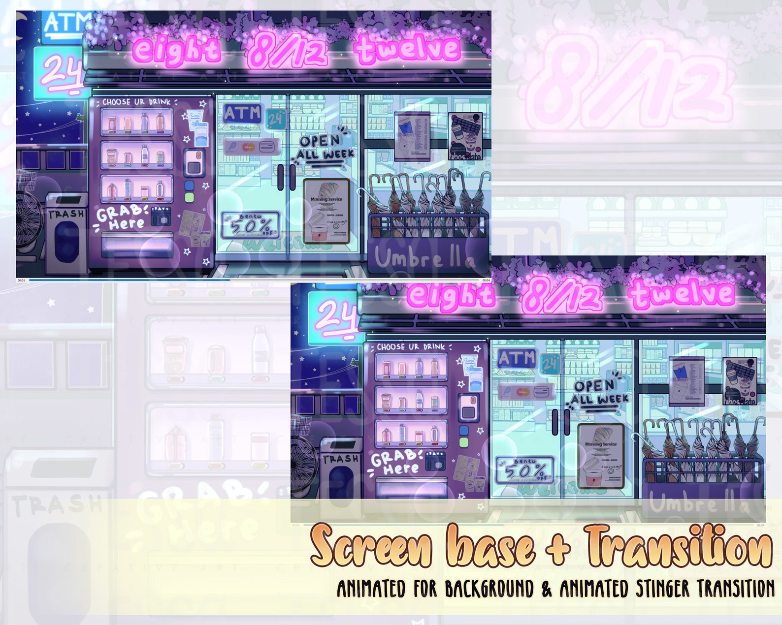 Animated Cute Mini Mart Twitch Package Twitch Cam Overlays - Etsy