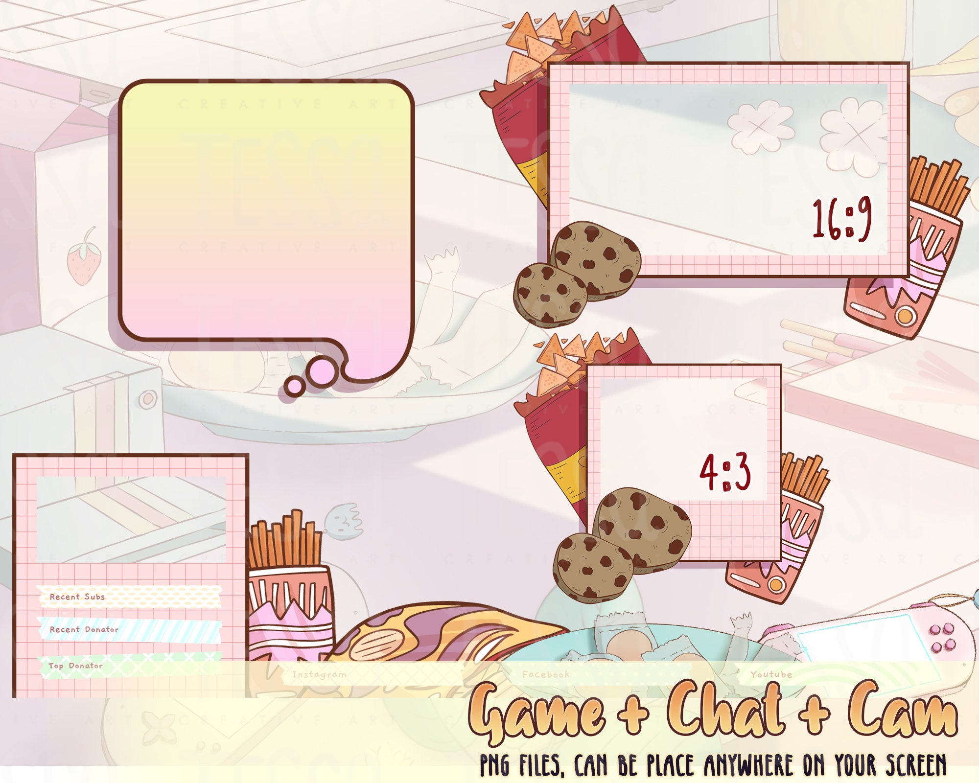 Animated Snack Cookie Twitch Package: Cam Twitch Overlays - Etsy