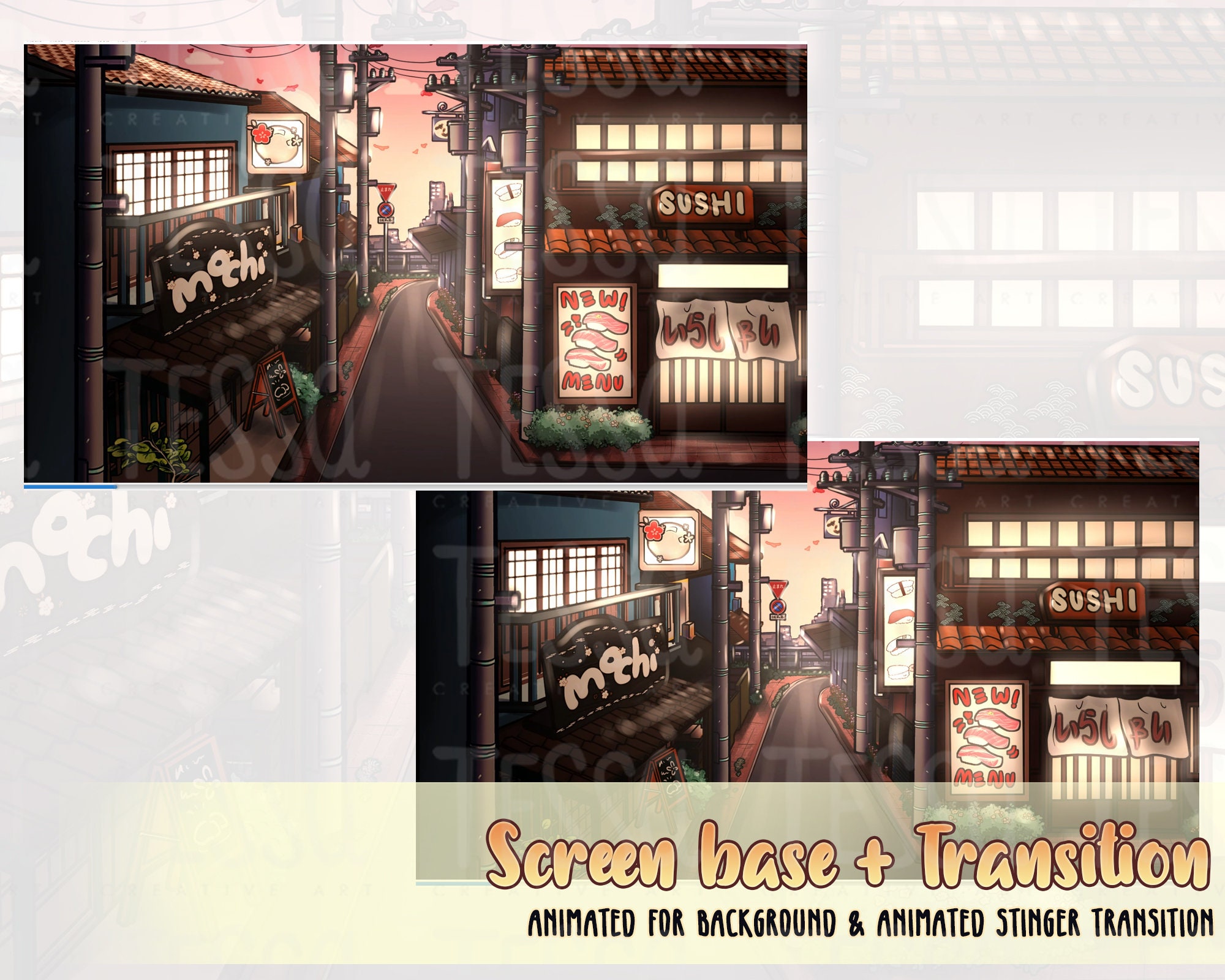 Animated Corner Sushi Shop Japan City Twitch Package Cute - Etsy