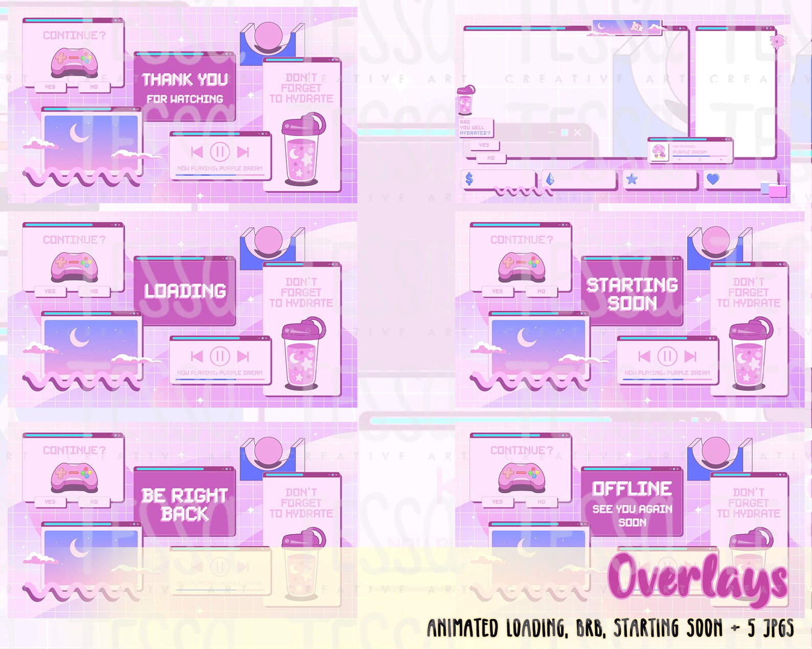 Animated Purple Dream Twitch Package Kawaii Twitch Overlay - Etsy