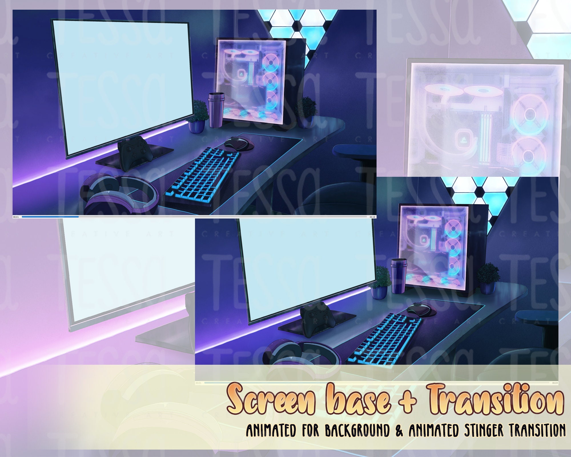 Animated Gaming Pc Room Twitch Package Face Cam Twitch | Etsy