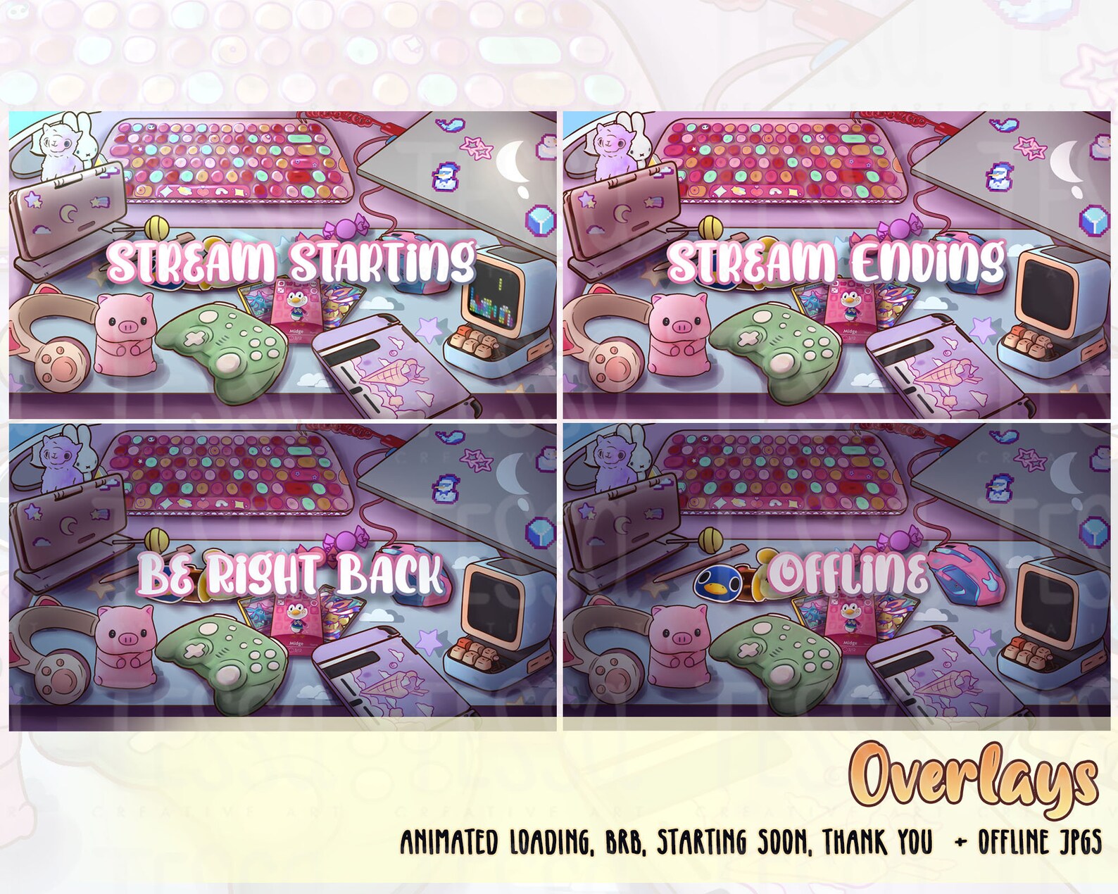 Animated Cute Station Twitch Package Twitch Pink Overlays - Etsy Canada