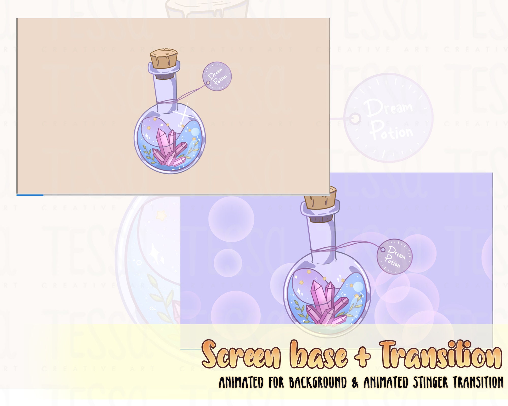 Animated Cute Kawaii Dream Potion Purple Twitch Package for | Etsy