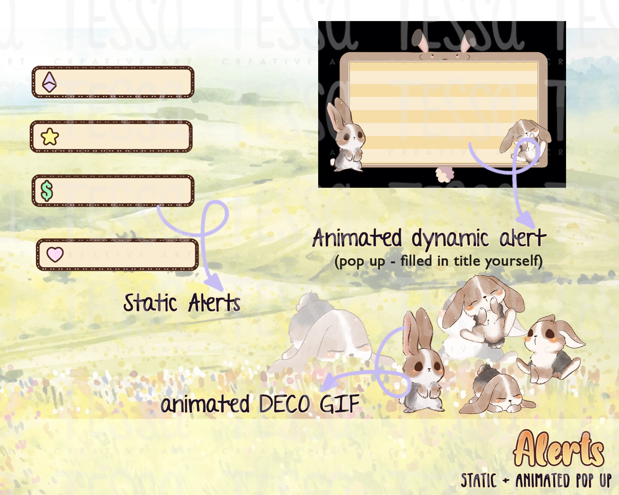 Animated Bunny Twitch Package Kawaii Twitch Overlay Panels - Etsy UK