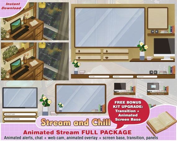 Animated Stream Chill Twitch Package Cute Twitch Overlay - Etsy
