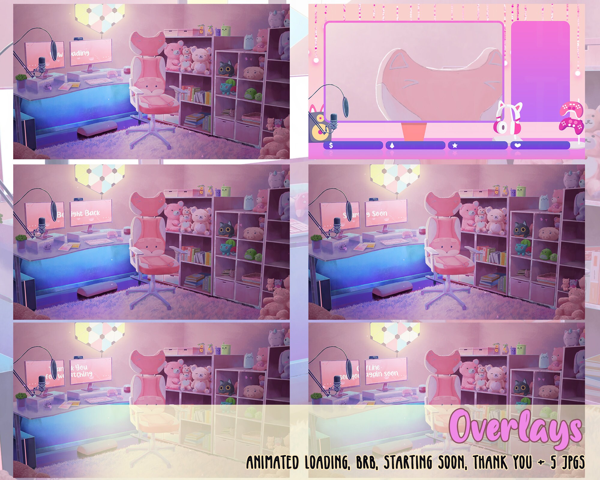 Animated Pink Streaming Room Twitch Package Camera Twitch | Etsy