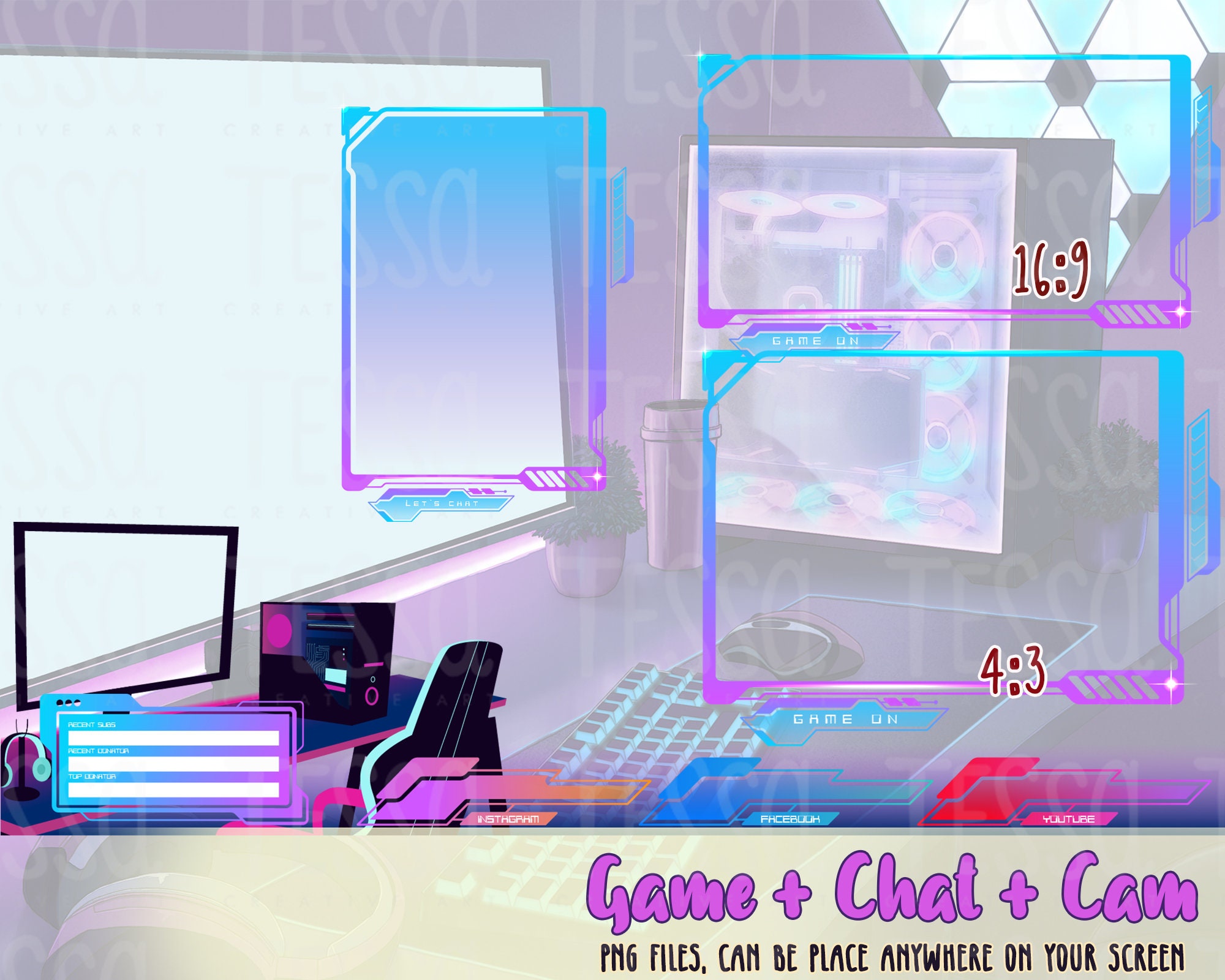 Animated Gaming Pc Room Twitch Package Face Cam Twitch | Etsy