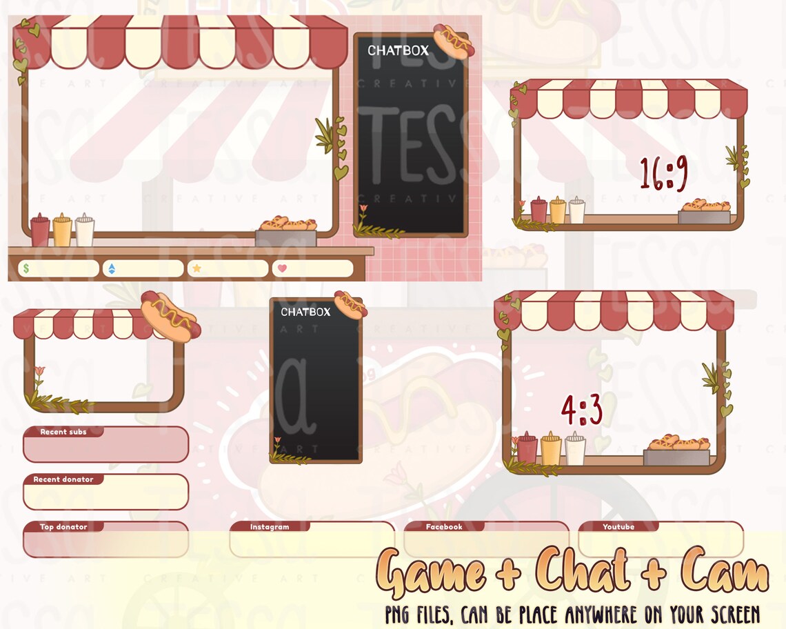 Animated Hot Dog Food Cute Cam Twitch Overlays to Stream - Etsy