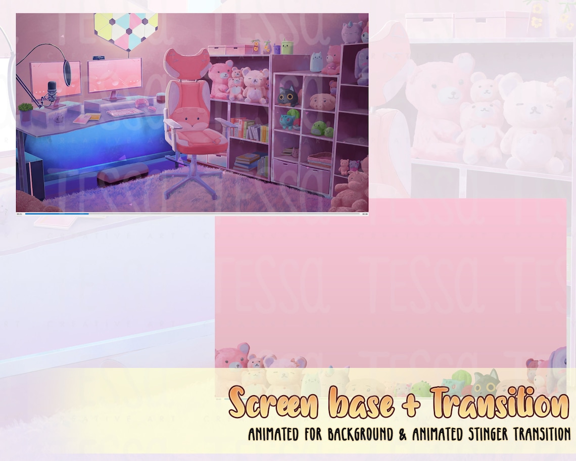 Animated Pink Streaming Room Twitch Package Camera Twitch - Etsy