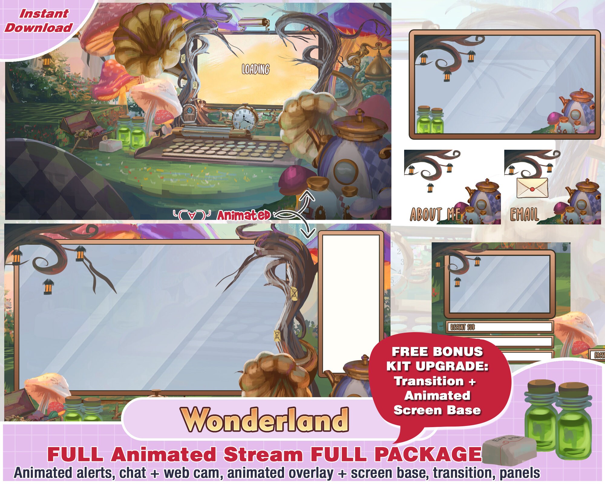 Animated Wonderland PC Setup Twitch Package Twitch Stream - Etsy