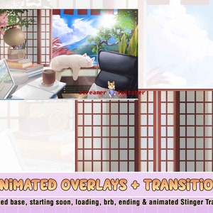 Animated White Kitty Cat Japan Twitch Stream Overlay, Brb, Ending ...