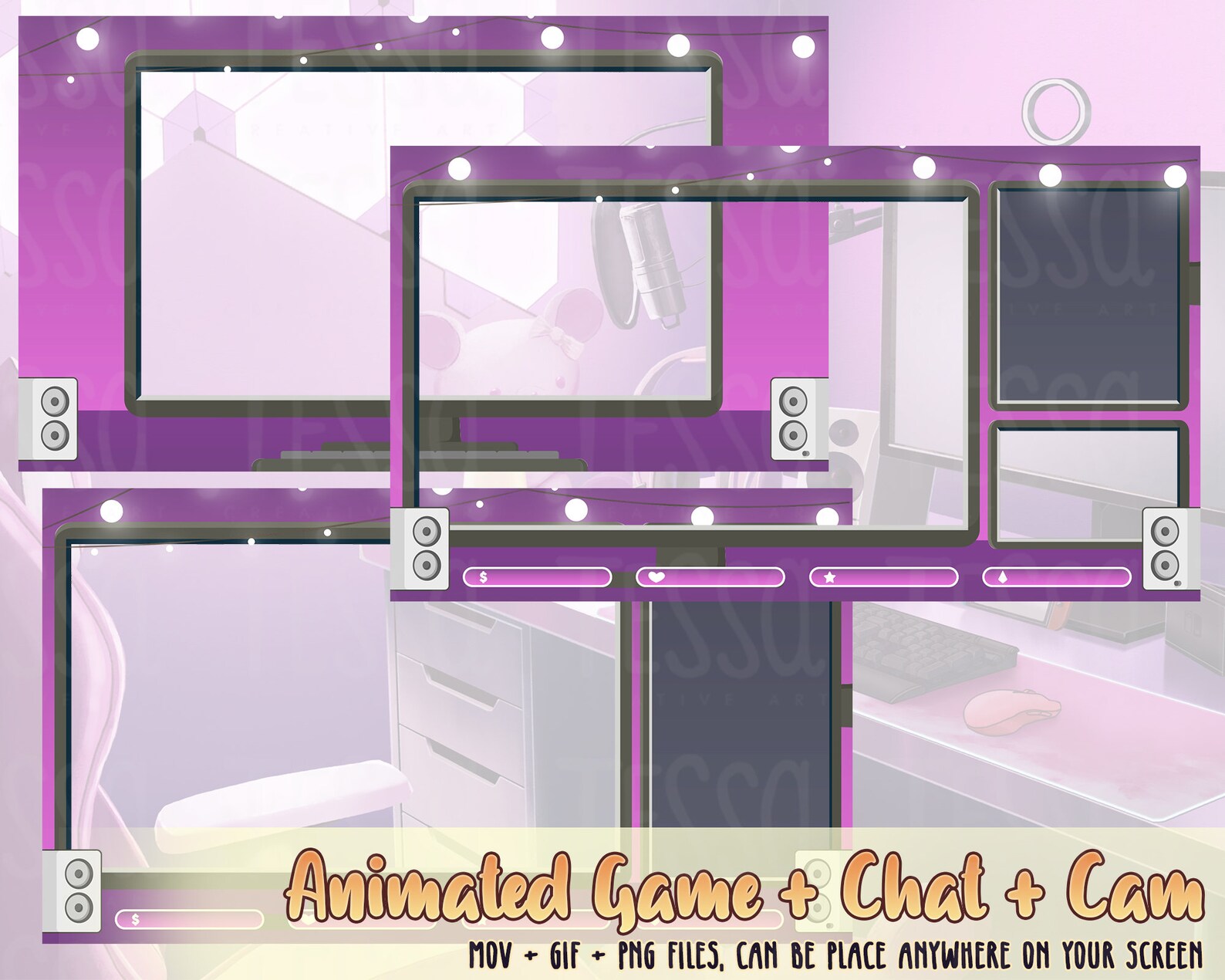Animated Purple Stream Twitch Package Cute Twitch Overlay - Etsy