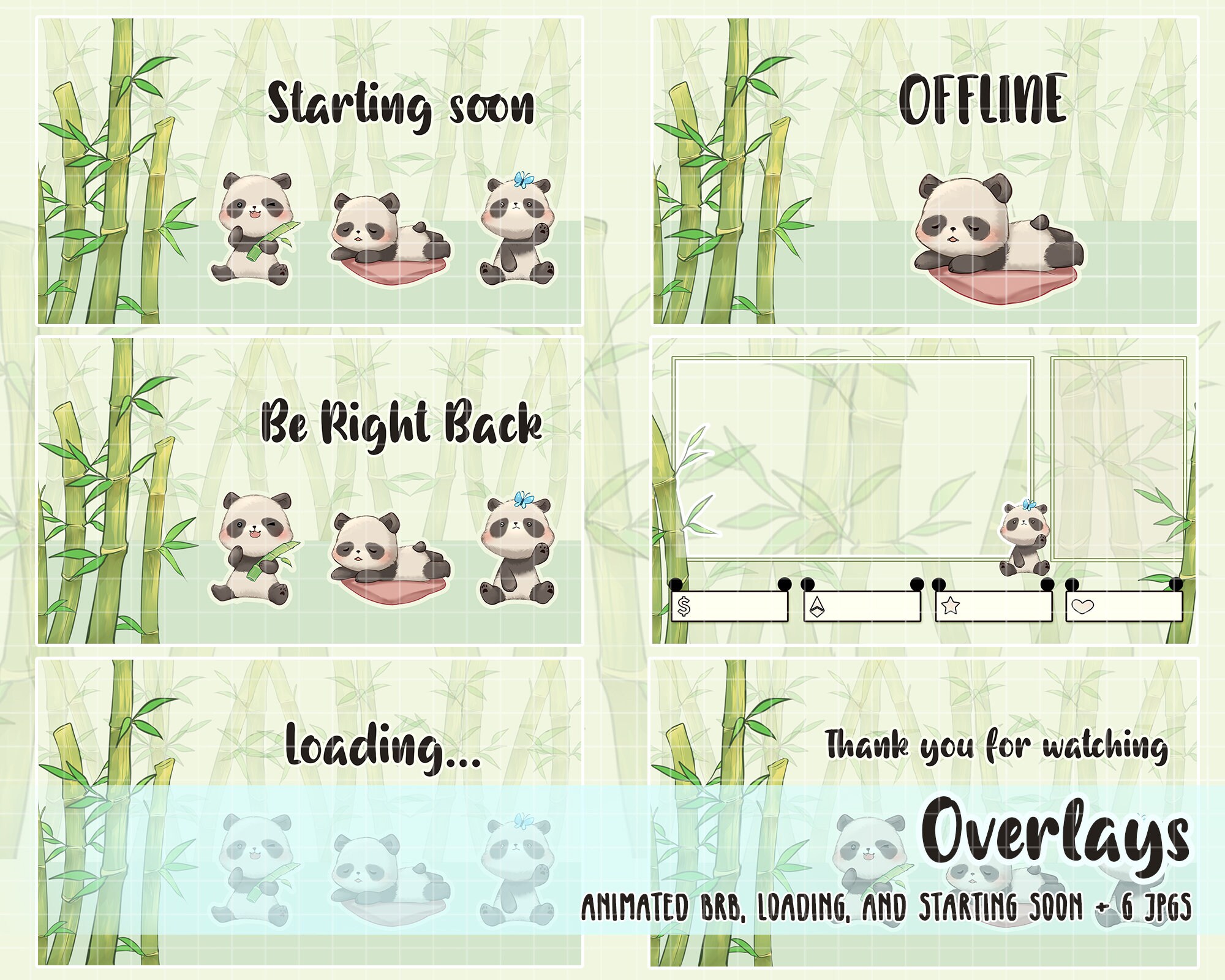 Panda Twitch Package Cute Twitch Overlay Panda Twitch - Etsy Canada