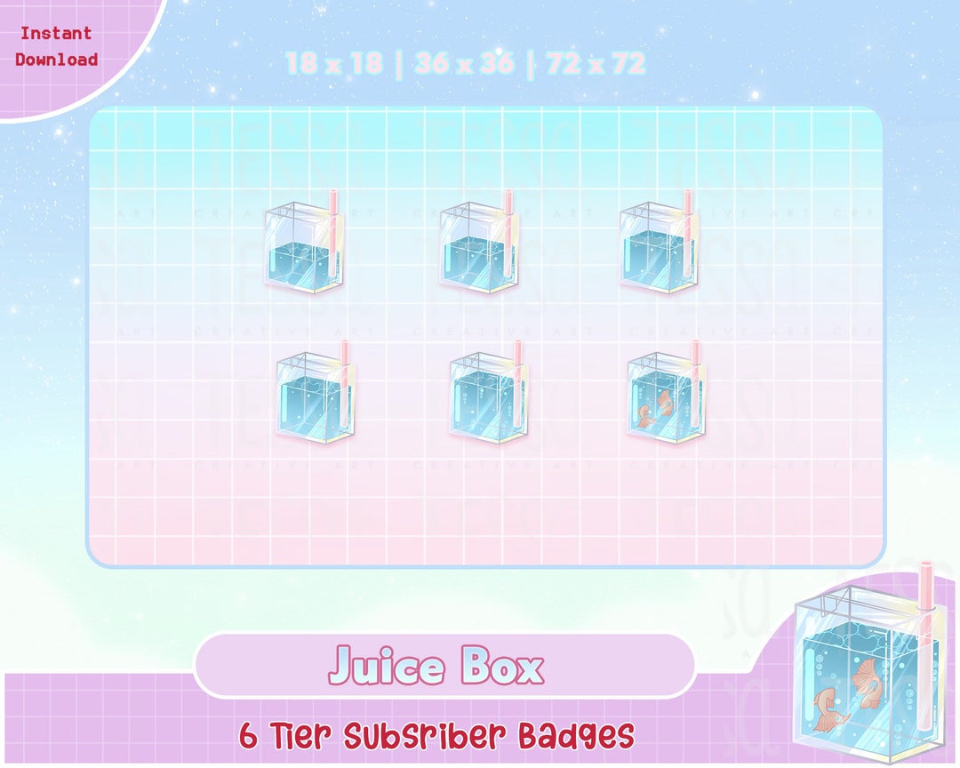 Juice Box Fish Guppy Drink Twitch Badges: Cute Sub Badge, Twitch Bit ...