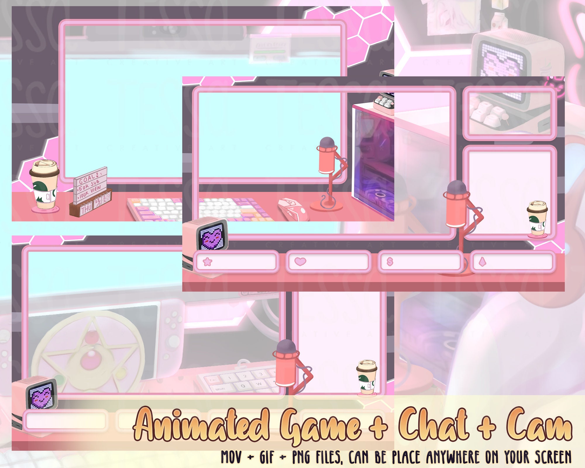 kawaii twitch overlays alerts cute overlay streamer pack panels stream ...