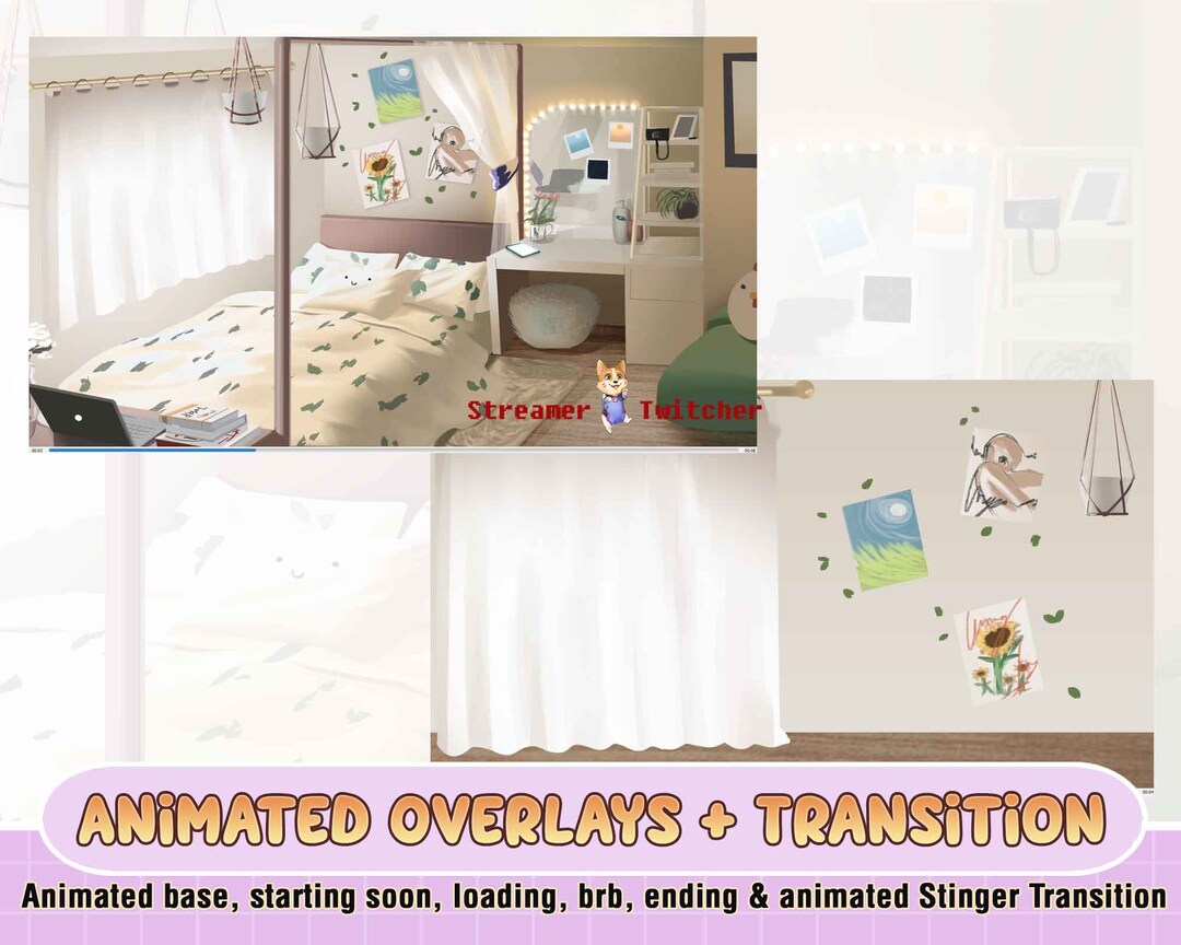 Animated Cozy Bedroom Ready to Stream Twitch Overlays, Starting Soon ...