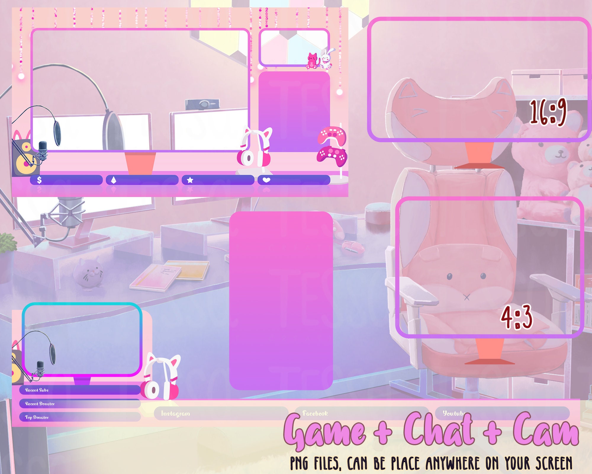 Animated Pink Streaming Room Twitch Package Camera Twitch | Etsy