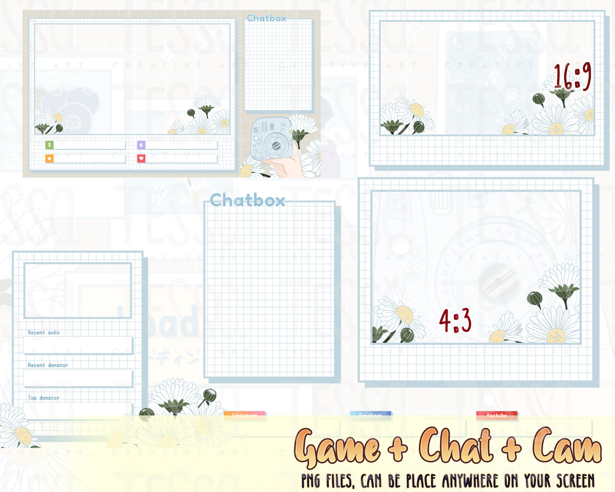 Animated Daisy Flower Cam Twitch Package Kawaii Twitch - Etsy