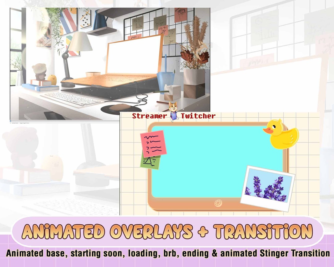 Animated Cozy Laptop Pc Setup Study Twitch Overlay, Brb, Ending ...